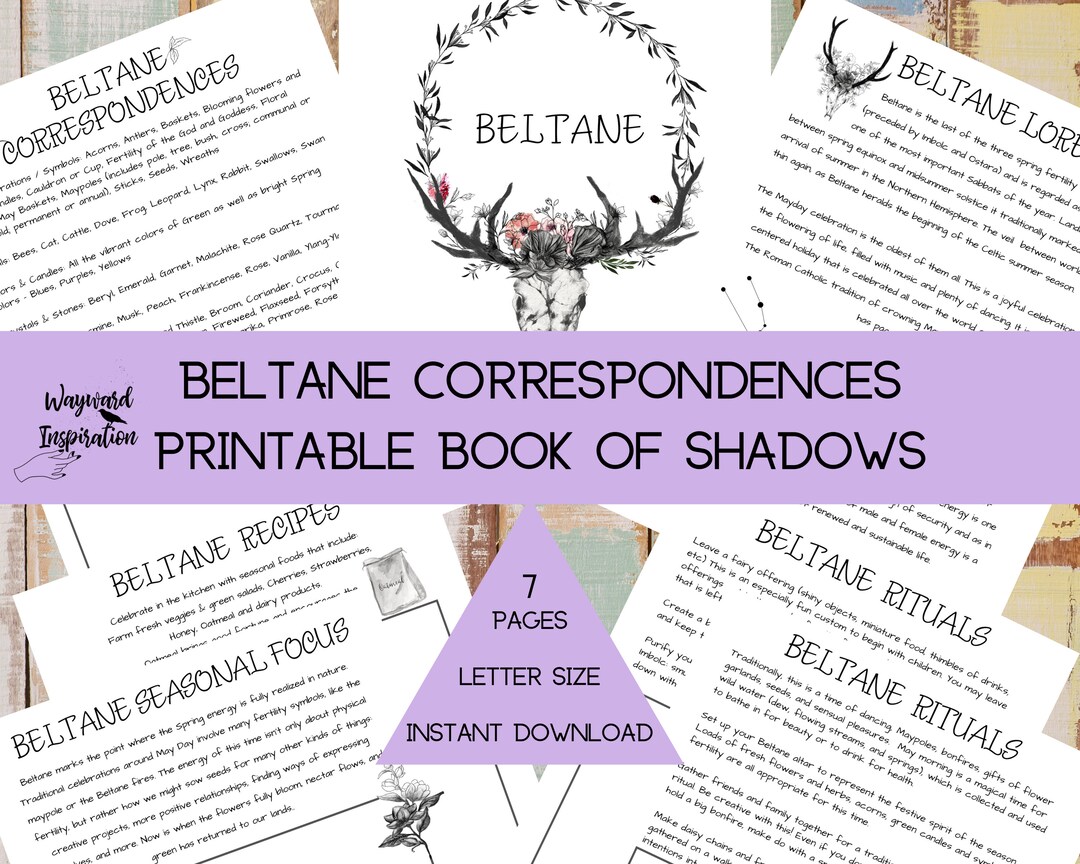 Beltane Book of Shadows Pages | Beltane Rituals | Printable BOS ...