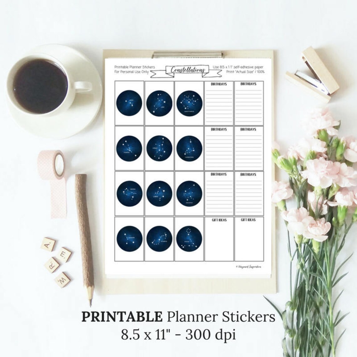 Constellations Stickers Printable Sticker Sheet Download Horoscope ...