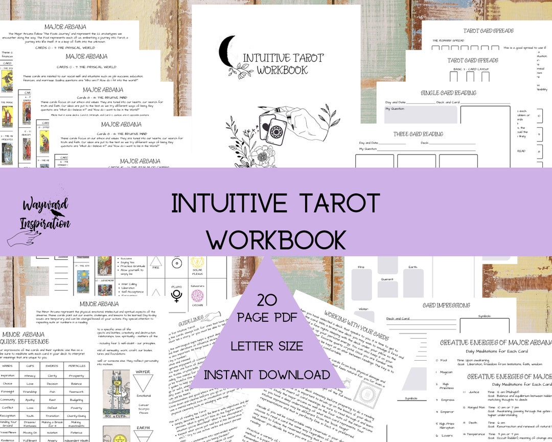 Intuitive Tarot Workbook | Tarot Journal Insert | Tarot Cheat Sheets ...