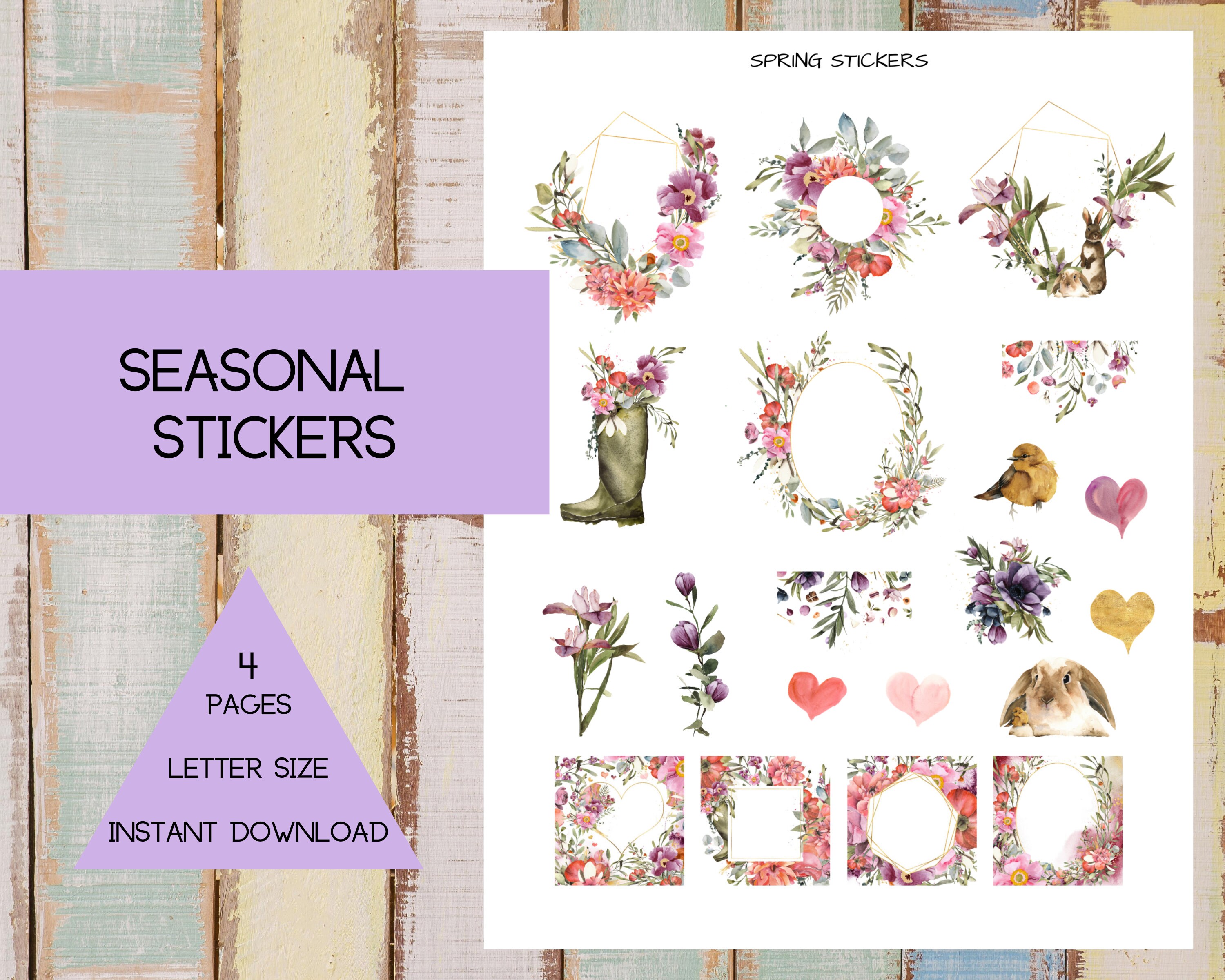 Four Seasons Printable Sticker Sheet Seasonal Planner Stickers ...