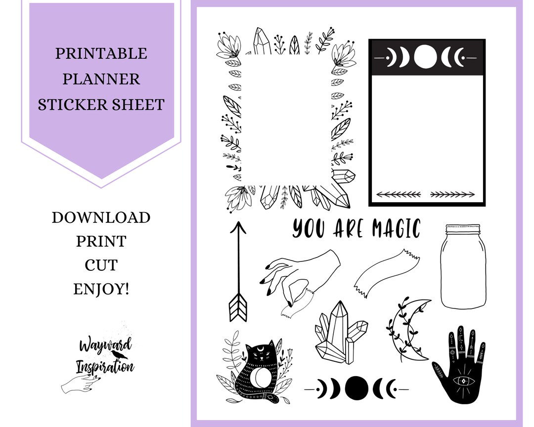 Magic Planner Stickers | DIY Sticker Sheet | Printable Witchy Stickers ...