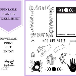 Magic Planner Stickers | DIY Sticker Sheet | Printable Witchy Stickers ...