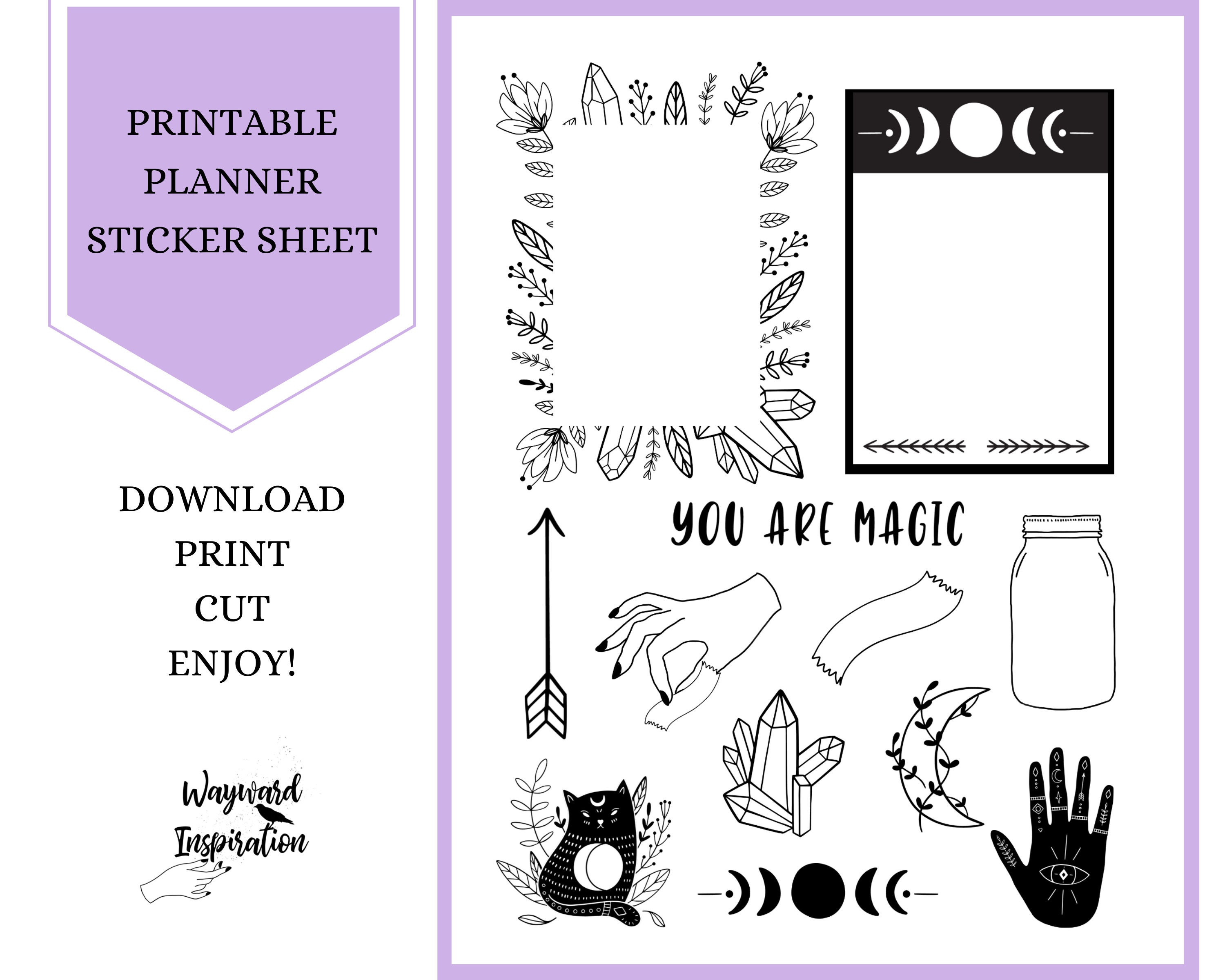 Magic Planner Stickers DIY Sticker Sheet Printable Witchy Stickers ...