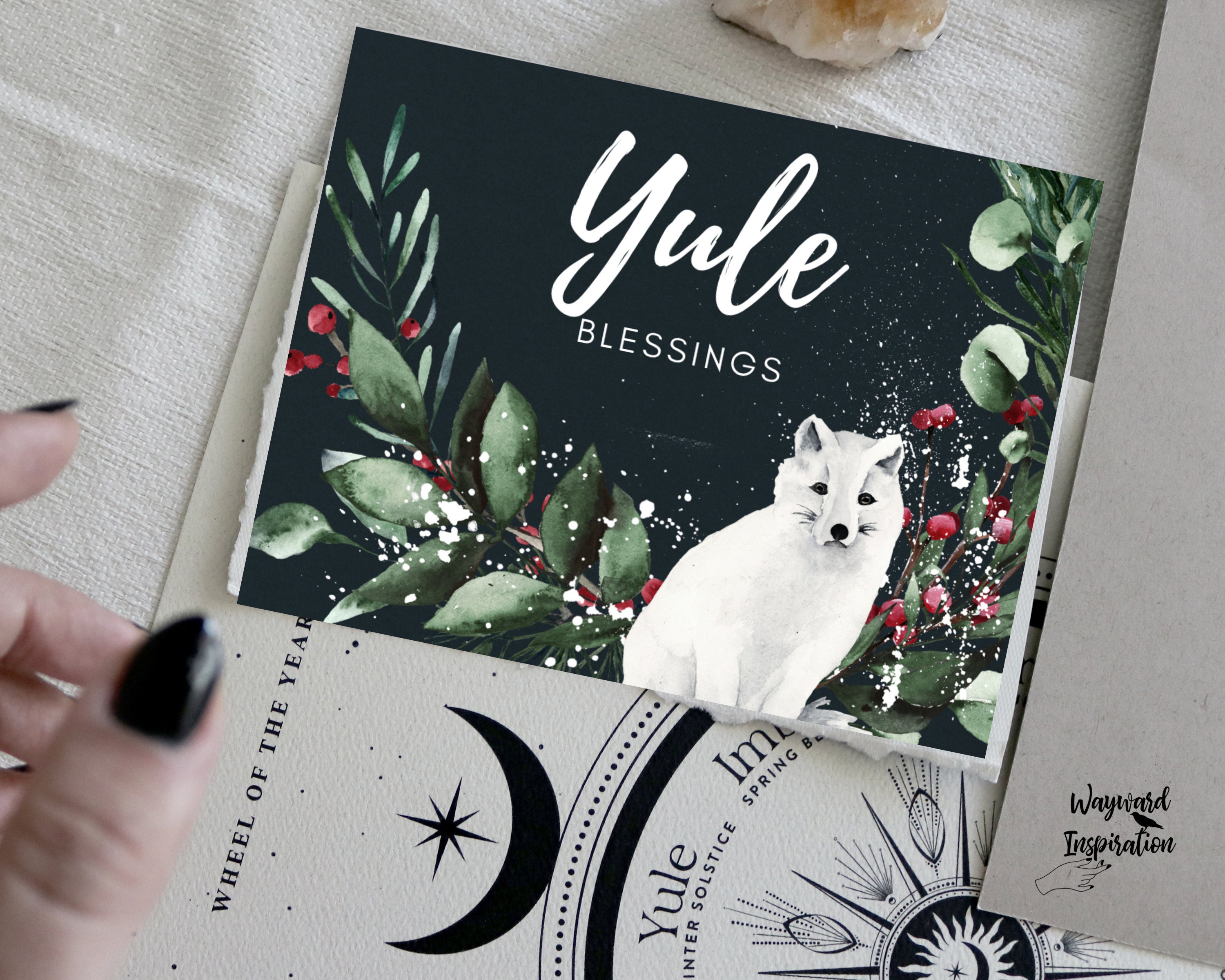 Yule Holiday Cards Printable Holiday Cards Solstice Blessings Yule ...
