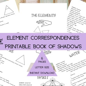 Elements Correspondence Pages | Earth Air Fire Water | Printable Book ...