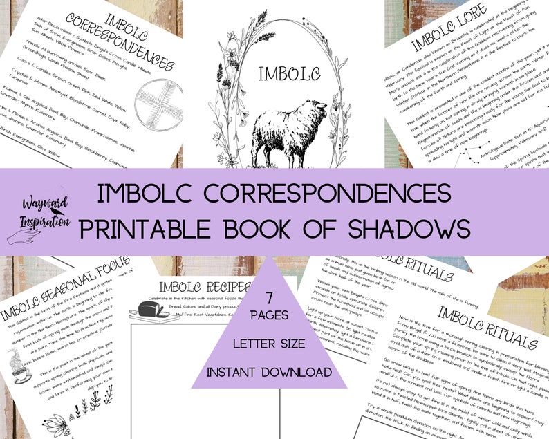 Imbolc Book of Shadows Pages Imbolc Rituals Printable BOS | Etsy