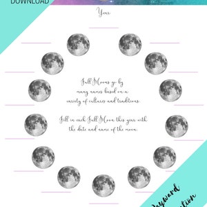 Moon Journal Printable Lunar Calendar Full Moon Tracker - Etsy Canada