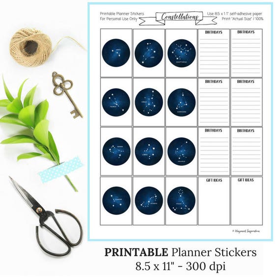 Constellations Stickers Printable Sticker Sheet Download - Etsy