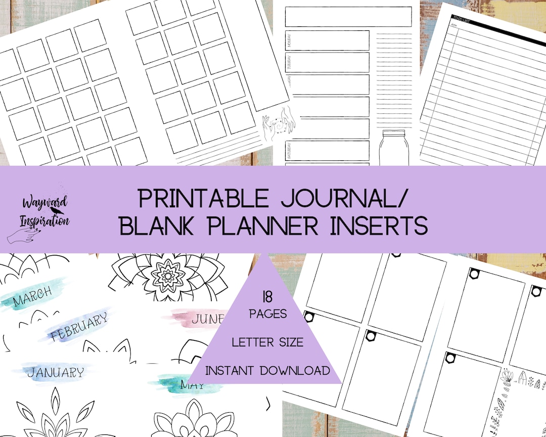 Blank Planner Pages | Monthly Planner Insert | Weekly Planner Insert ...