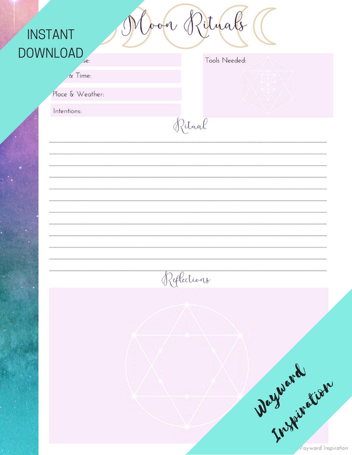 Moon Journal Printable Lunar Calendar Full Moon Tracker | Etsy