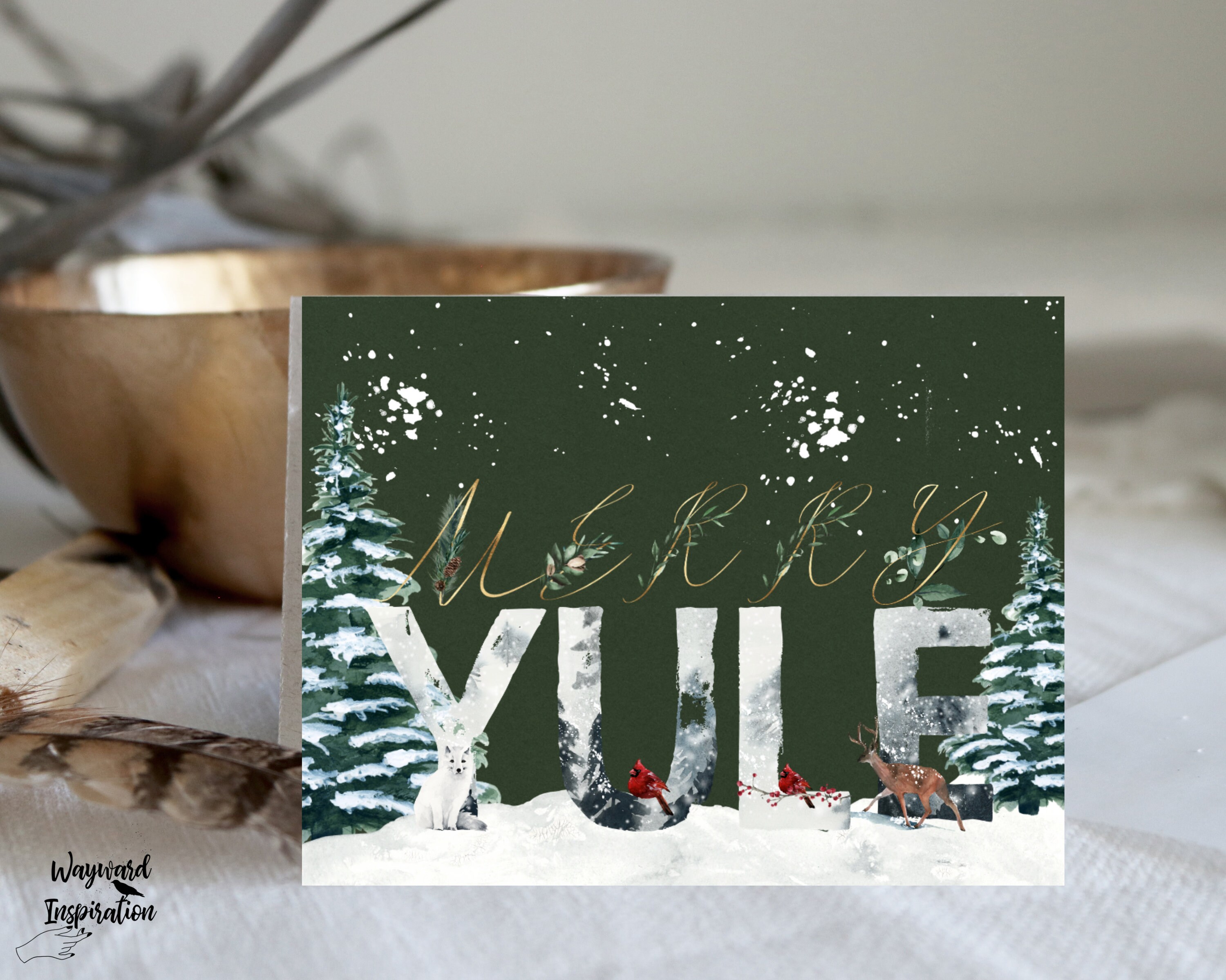 Yule Holiday Cards Printable Holiday Cards Solstice Blessings Yule ...