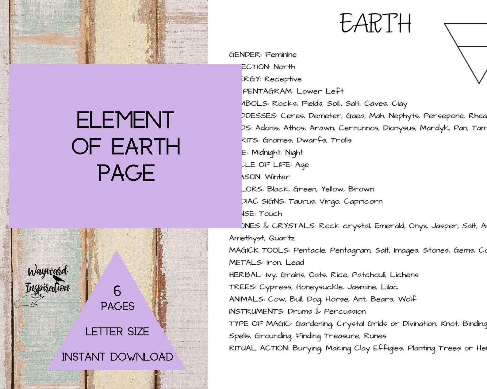 Elements Correspondence Pages Earth Air Fire Water - Etsy UK