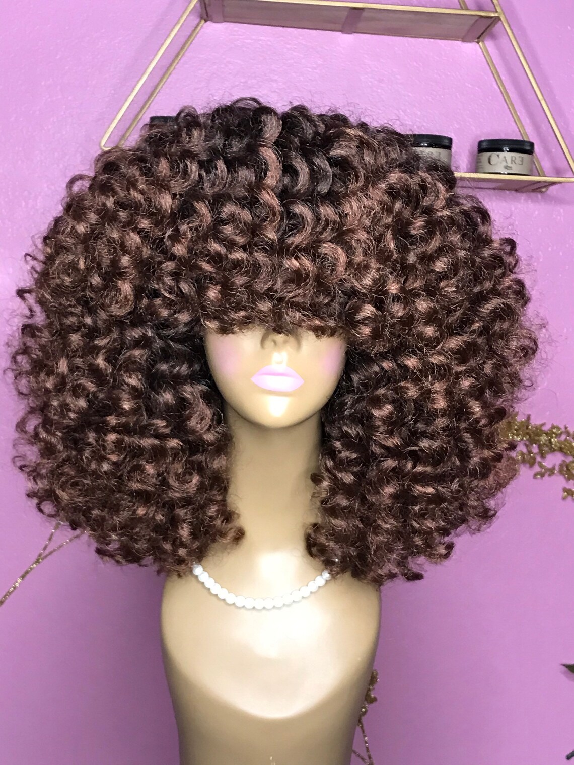 Sandy Afro Curly/ Rod Set 100% Handmade Crochet Wig | Etsy