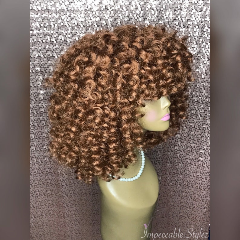 Jasmine Afro Curly/ Rod Set 100% Handmade Crochet Wig | Etsy
