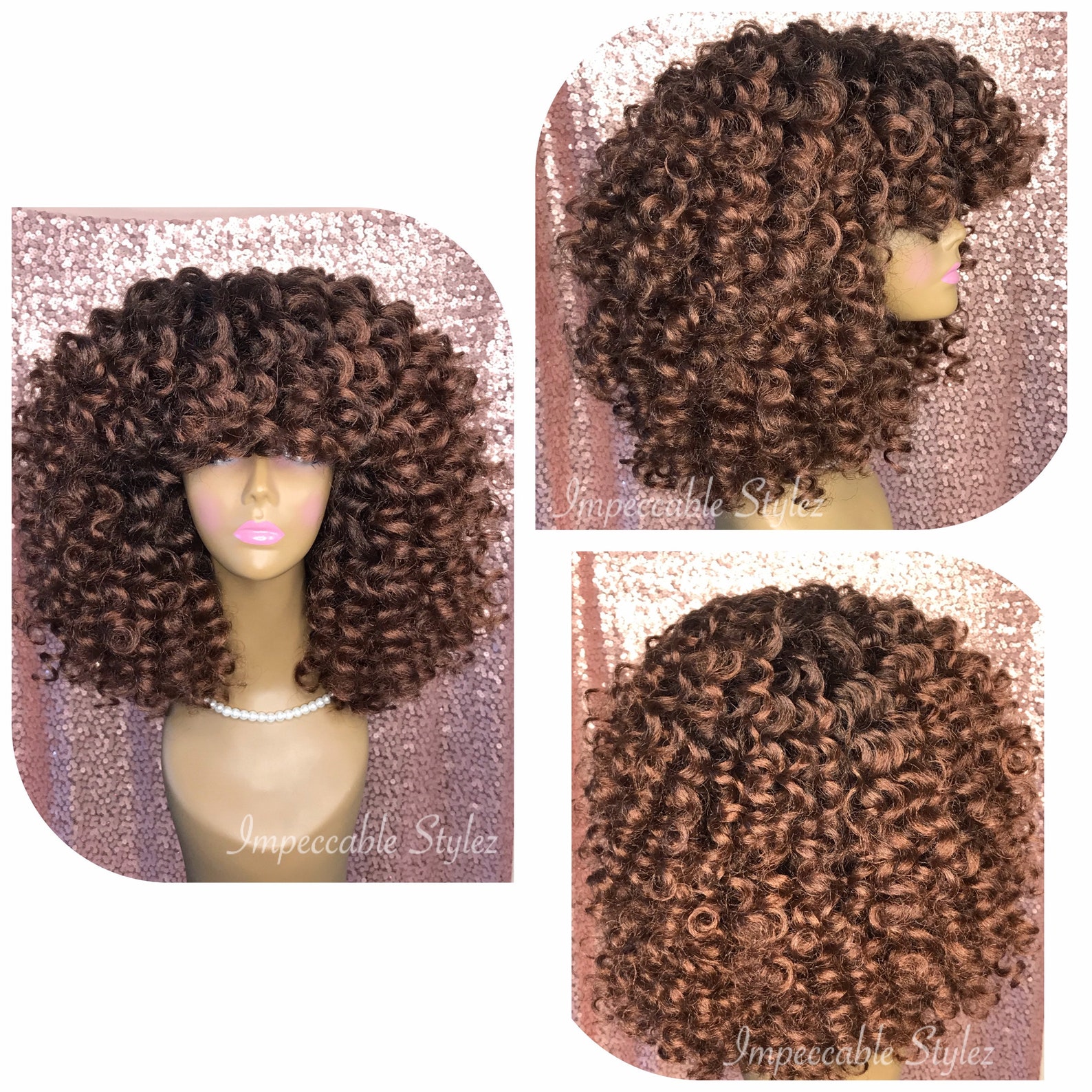 Sandy Afro Curly/ Rod Set 100% Handmade Crochet Wig | Etsy