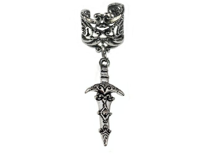 Ear Cuff Medieval Fantasy Elven Dagger, Antique Silver Sword, Clip and ...