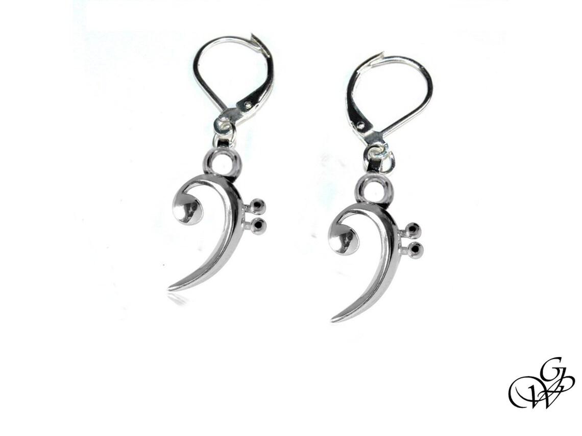 Earcuff Treble Clef Bass Clef Earringsilver & Black Chain - Etsy