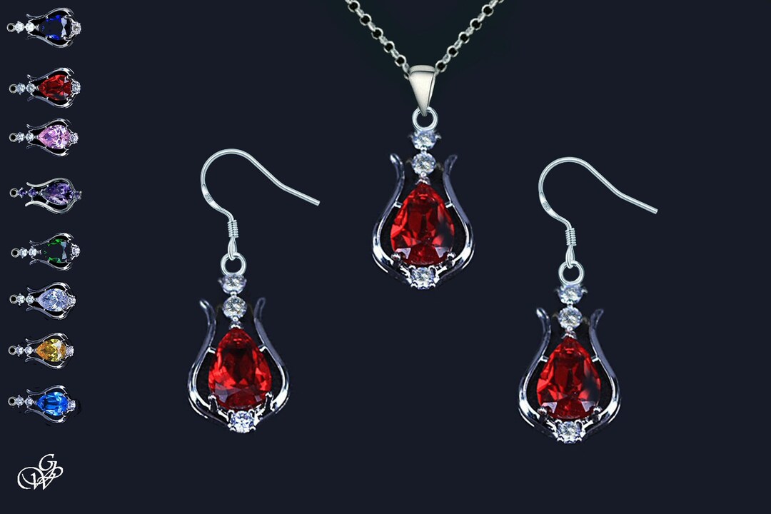 Elven Lyre Set of Silver and Crystal, Stones and Chain of Your Choice ...