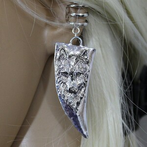 Ear Cuff Silver Wolf Horn, Wolf Dog Earclip, Clip of Your Choice - Etsy