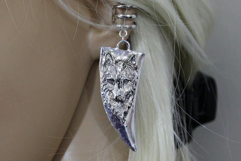 Ear Cuff Silver Wolf Horn, Wolf Dog Earclip, Clip of Your Choice - Etsy