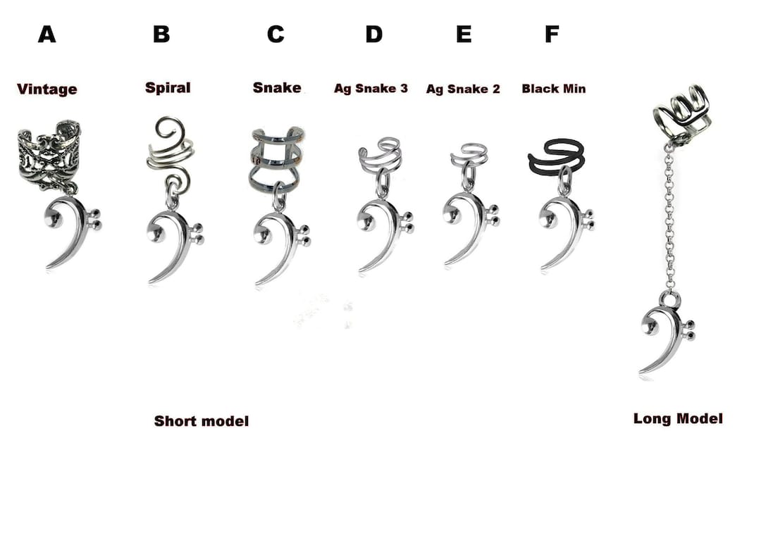 Ear Cuff Base Clef With or Without Chain, Jewel Music, Cuff Ear Musical ...