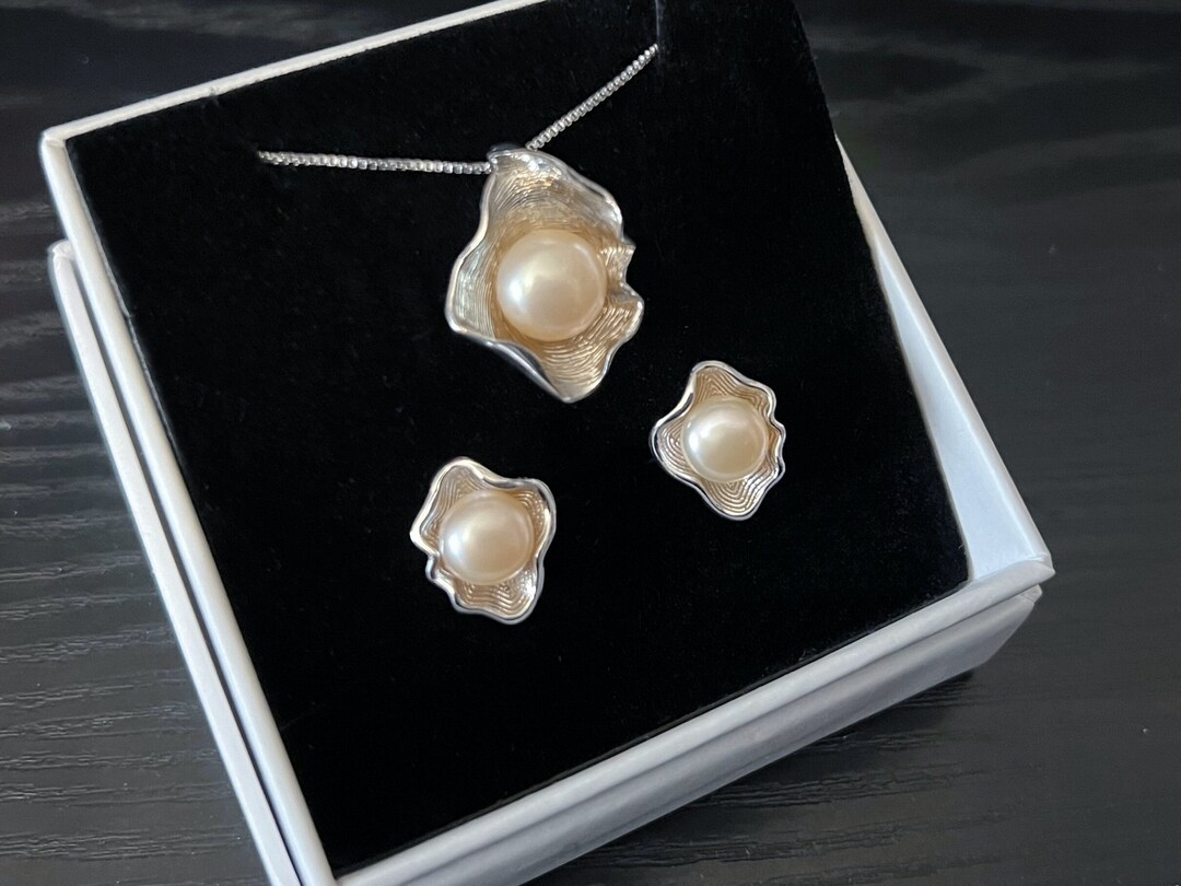 Freshwater Pearl Shell Set 925 Lucky Charm, Pink, White or Black - Etsy