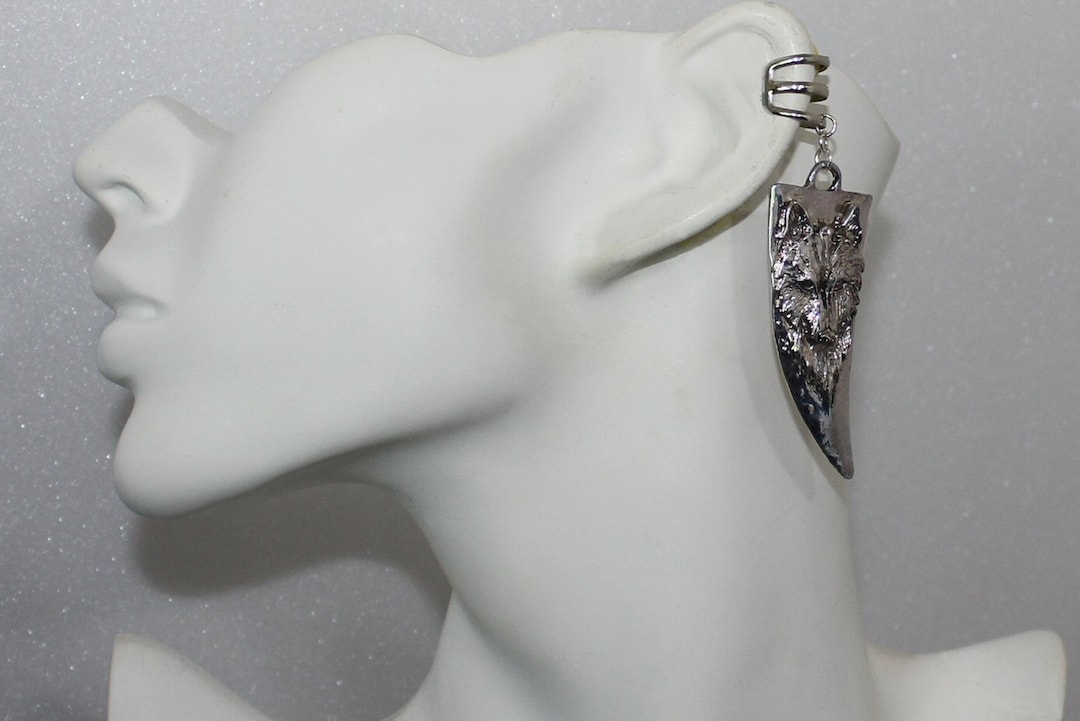 Ear Cuff Silver Wolf Horn, Wolf Dog Earclip, Clip of Your Choice - Etsy