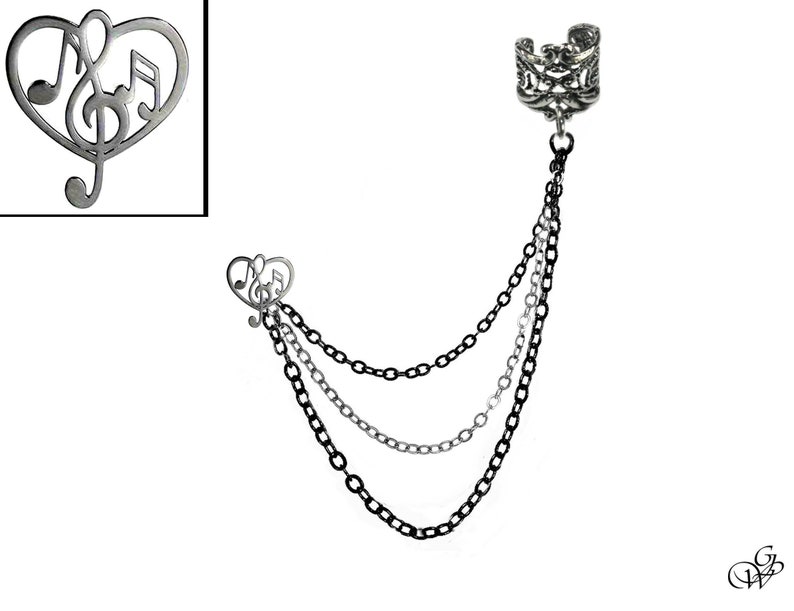 Heart Earcuff With Musical Notes, Custom-made, Clips and Chains of Your ...