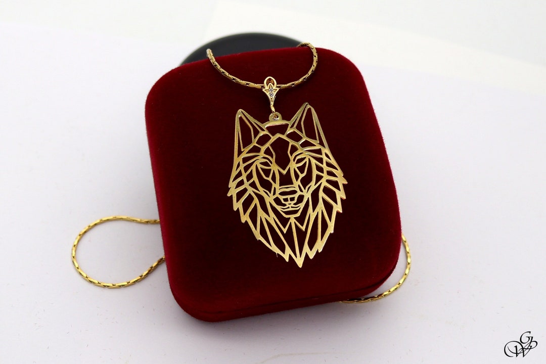 Vintage Filigree Golden Wolf Head Necklace, in Steel, Fine or Viking ...