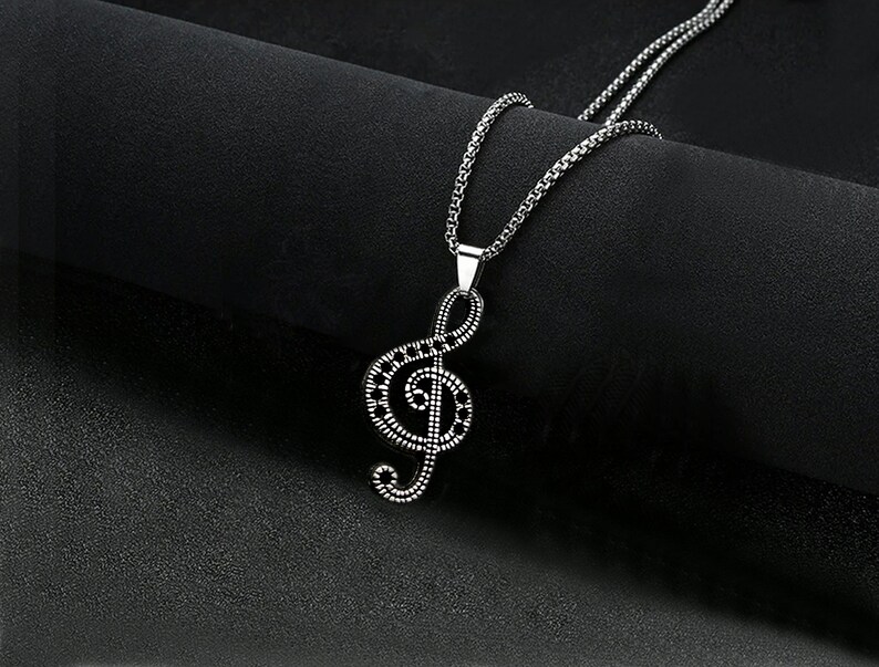 Treble Clef Necklace on Music Score, Choice of Model and Bail - Etsy