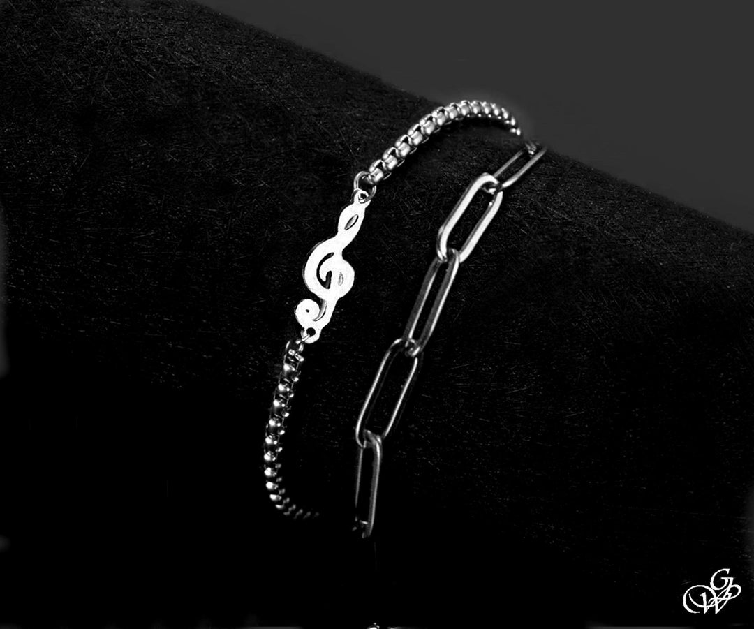 Music Bracelet Small Treble Clef, Filigree Steel, Gold or Silver ...