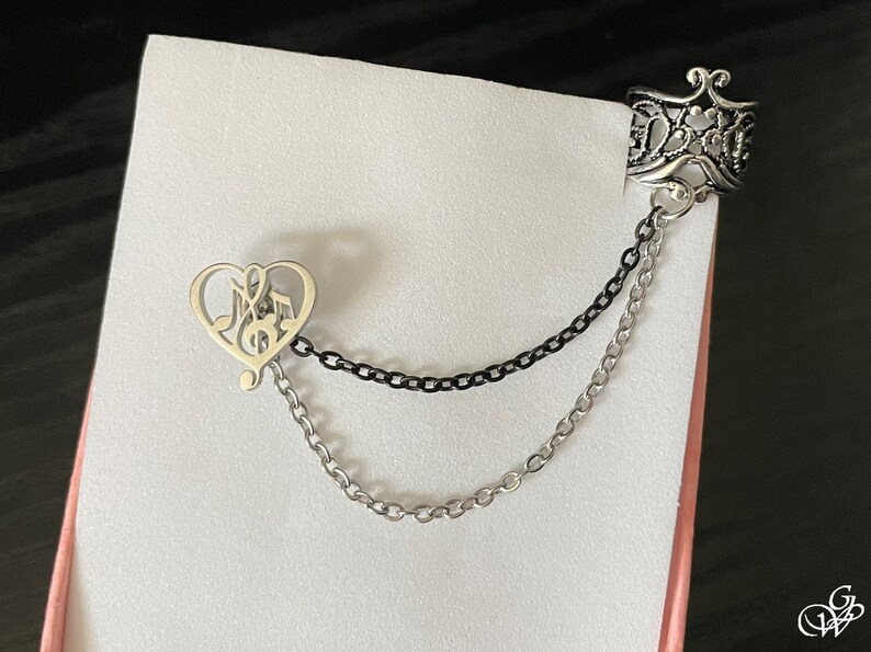 Heart Earcuff With Musical Notes, Custom-made, Clips and Chains of Your ...