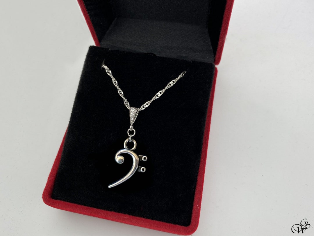 Opera Bass Clef Necklace, Music Jewel, Musical Note Pendant, Bail and ...