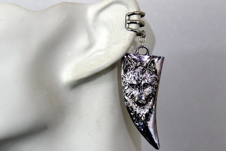 Ear Cuff Silver Wolf Horn Wolf Dog Earclip Clip of Your - Etsy