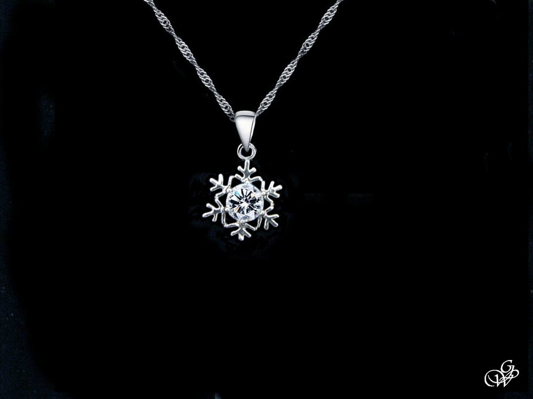 Silver Ice Flake Necklace With Diamond Topaz for a Snow Queen, Bail and ...