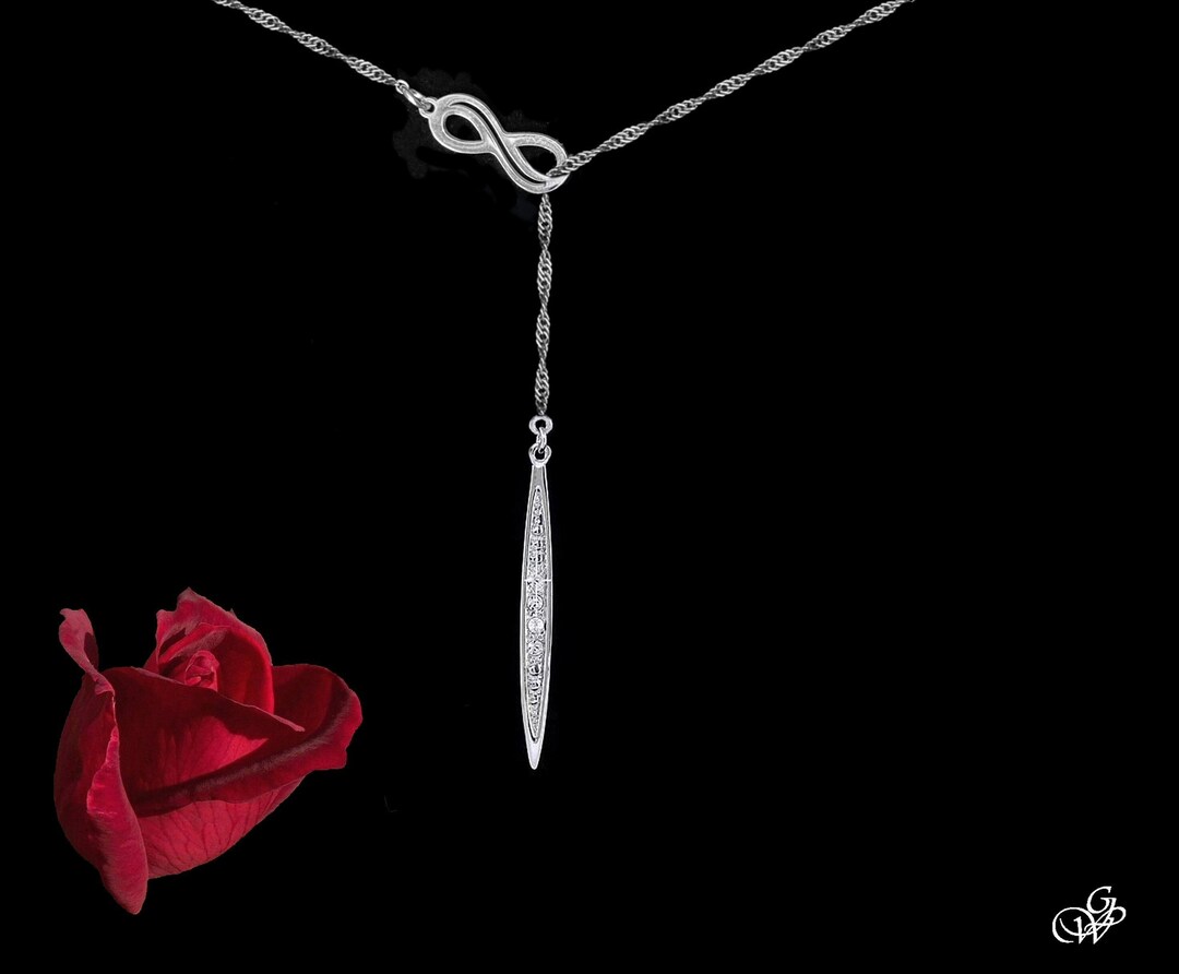 Double Infinity Lasso Necklace Silver Arrow With Diamond Crystal ...