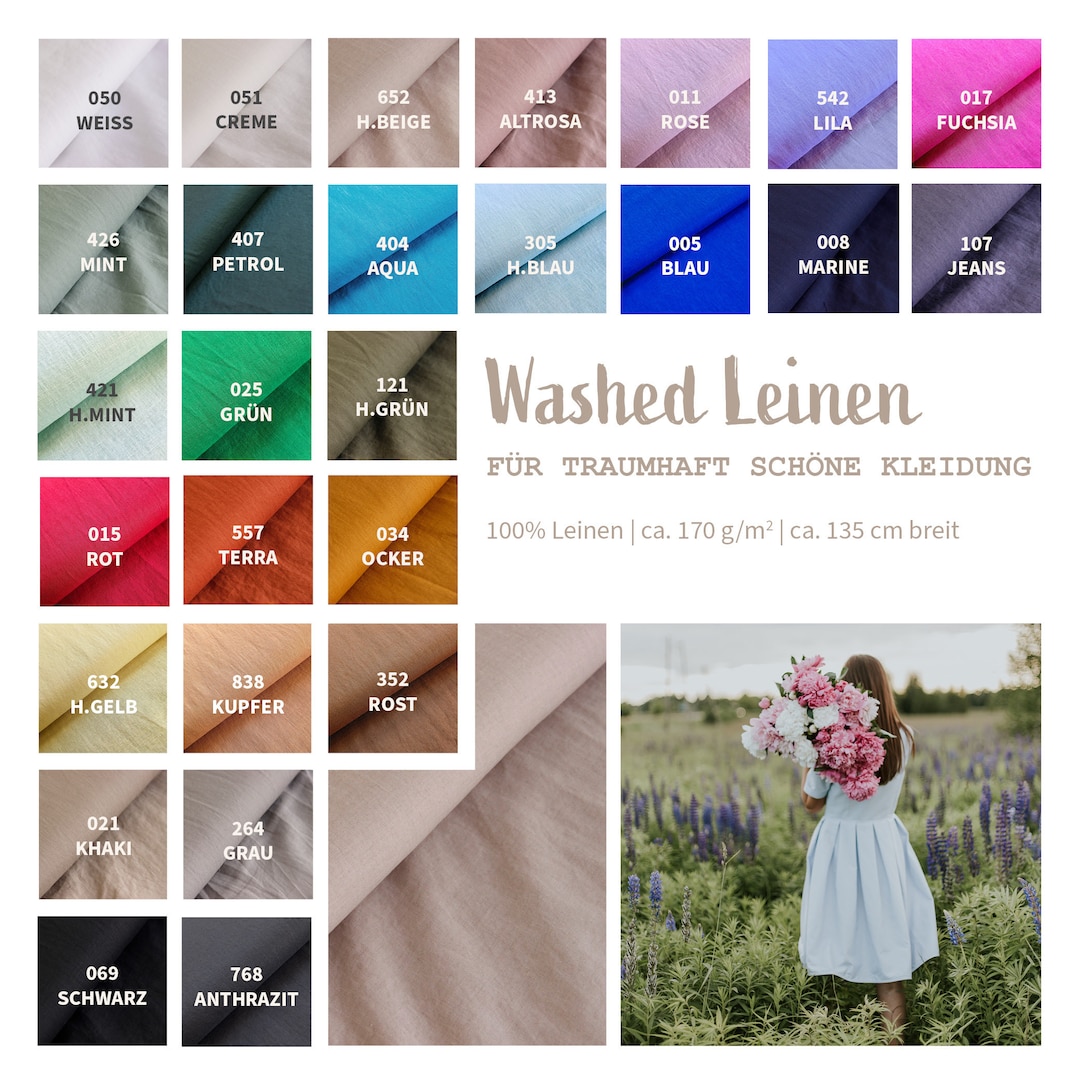 Leinen gewaschen- Sommerleinen - Reinleinen gewaschen - 100% Leinen ...