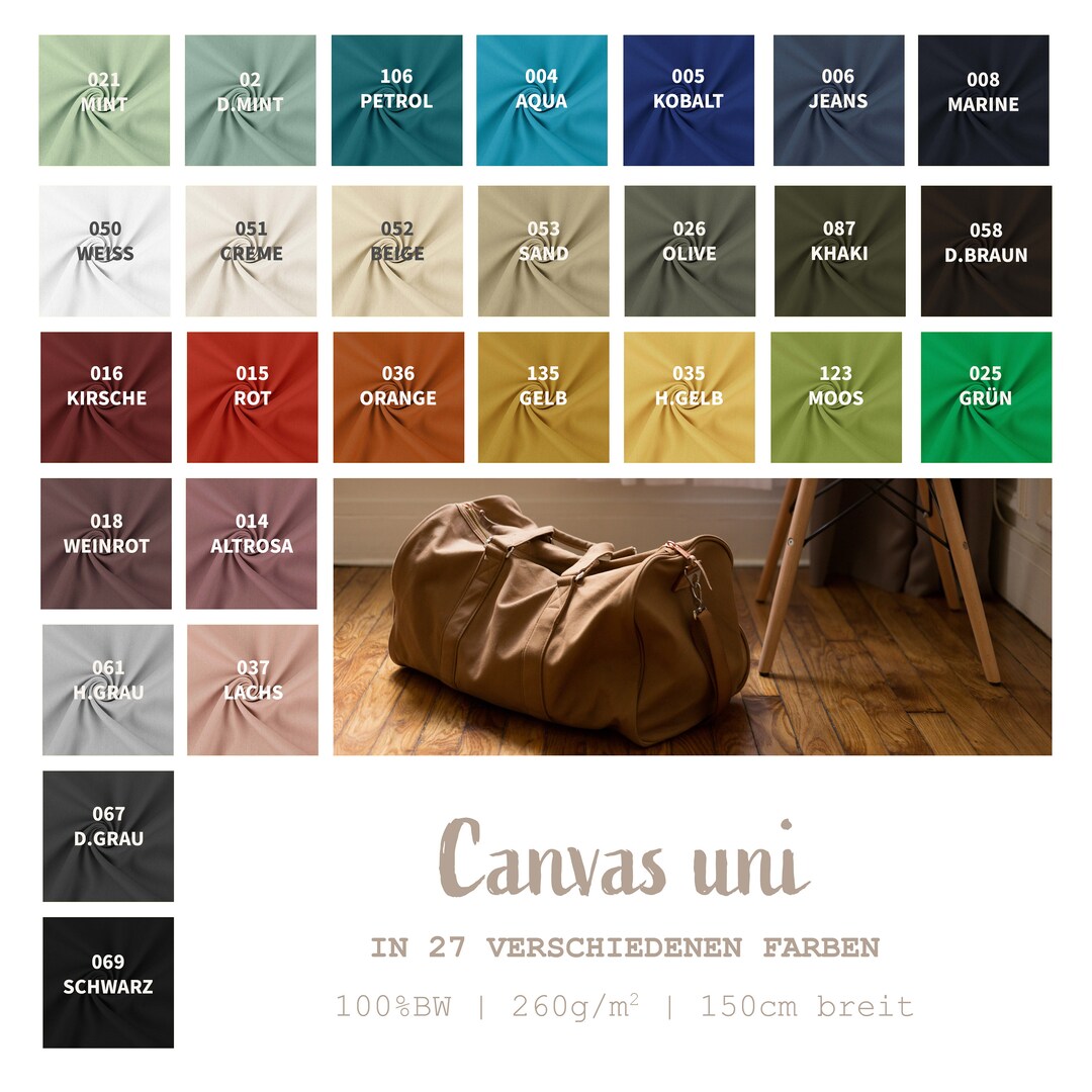 Canvas stabiler Stoff Meterware reißfester Taschenstoff - Etsy.de
