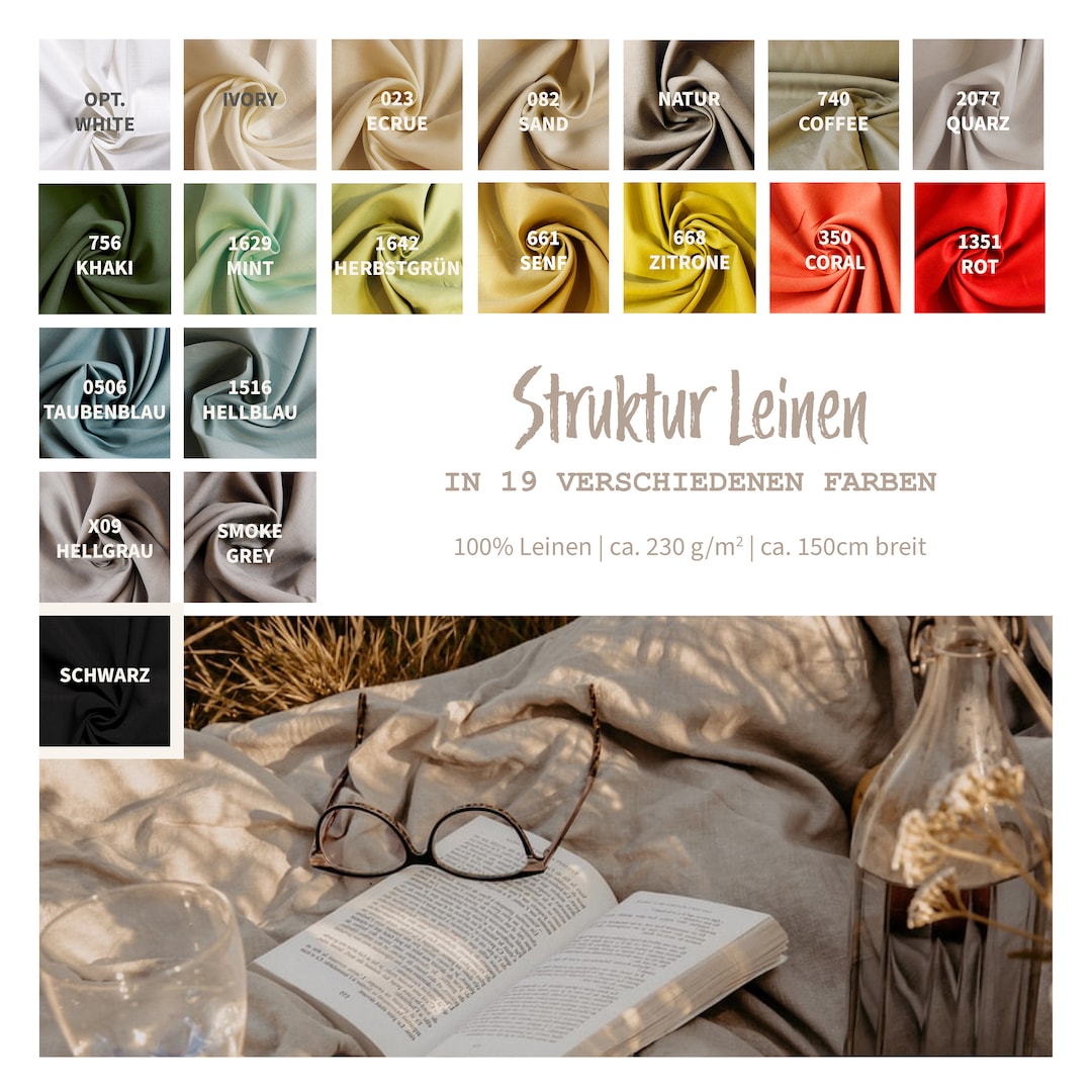 Leinen Meterware aus Europa - 100% Leinen Uni - Leinengewebe ...