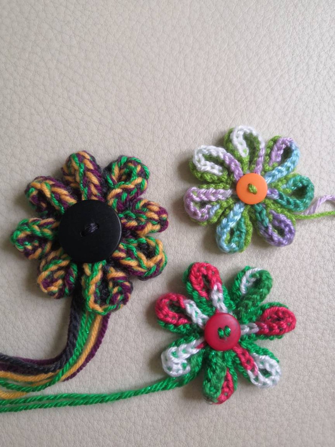 Hand Knit Flower Knitted Flowers Knit Flower Applique - Etsy UK