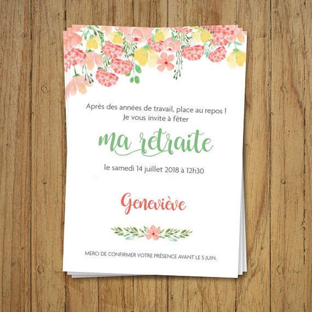 Retirement Card Invitation, Country Flowers, Birthday Announcement ...