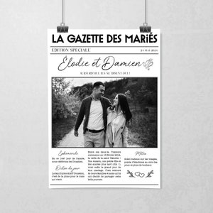 Gazette des mariés, journal papier personnalisé, gazette vintage ...