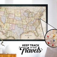 DIY Kit Push Pin Map, US Map With Push Pins, Travel Map Tracker, United ...