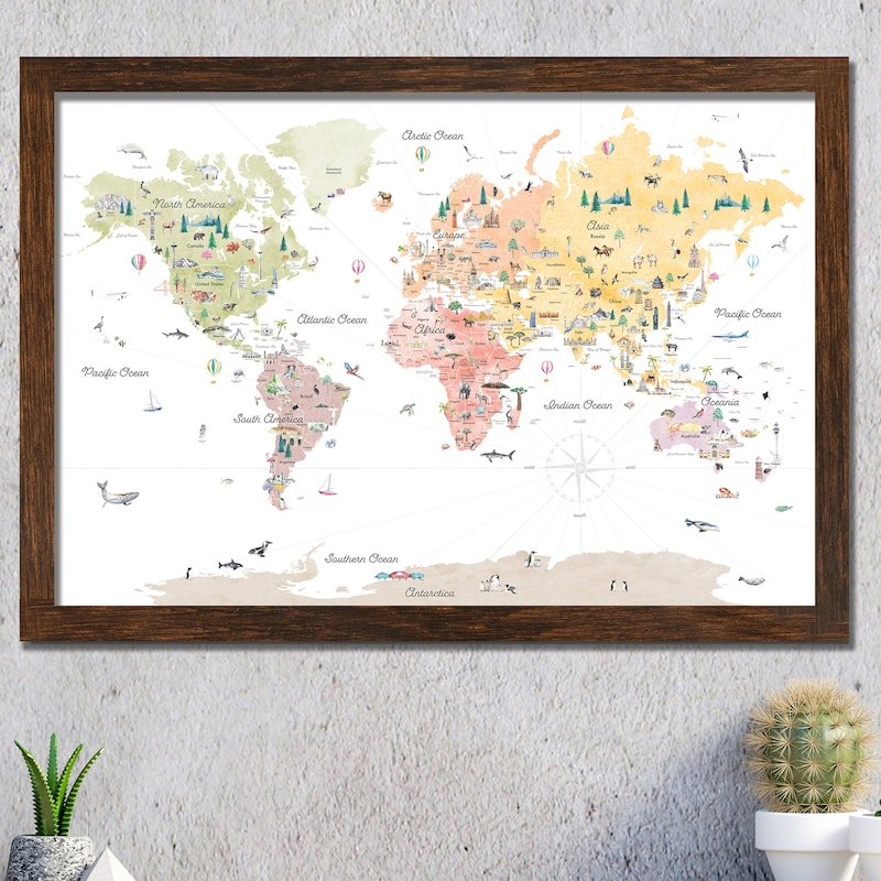 World Map for Kids - Etsy