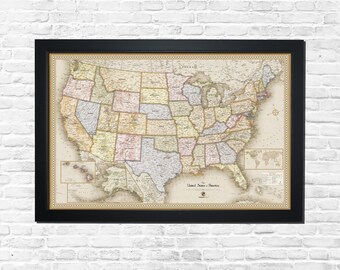Personalised USA Travel Map United States Map America map | Etsy
