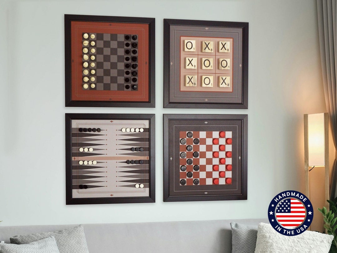 Magnetic Game Room Decor Chess Checkers Backgammon Tic Tac Toe Modern ...
