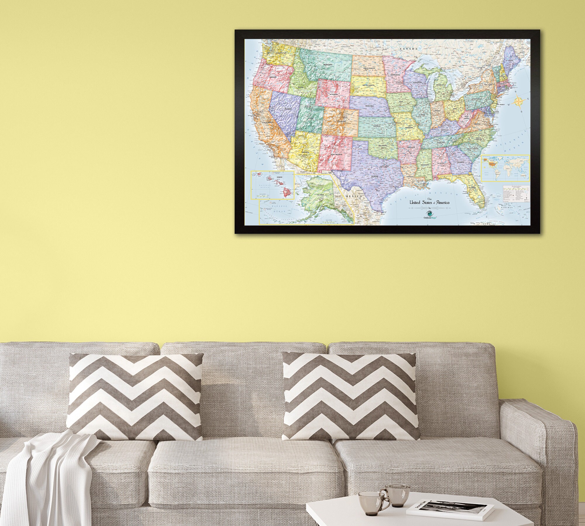Personalized Magnetic Map Framed Map USA Map Pin Travel | Etsy