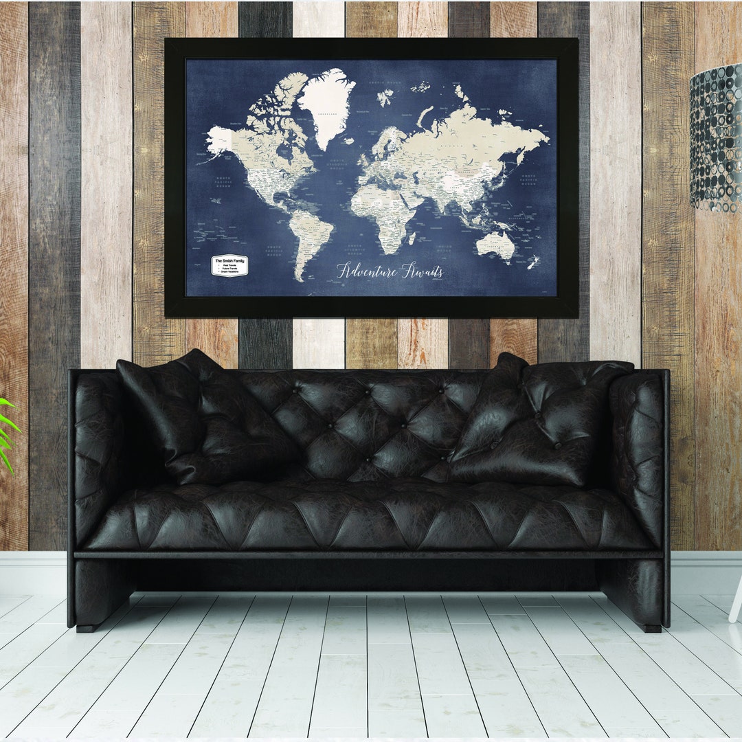 Magnetic Travel Tracker World Map: Personalized Push Pin Board - Etsy
