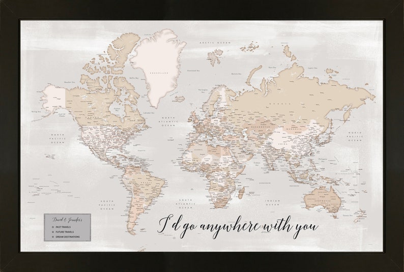 Personalized Magnetic Map Framed Map World Map Pin | Etsy