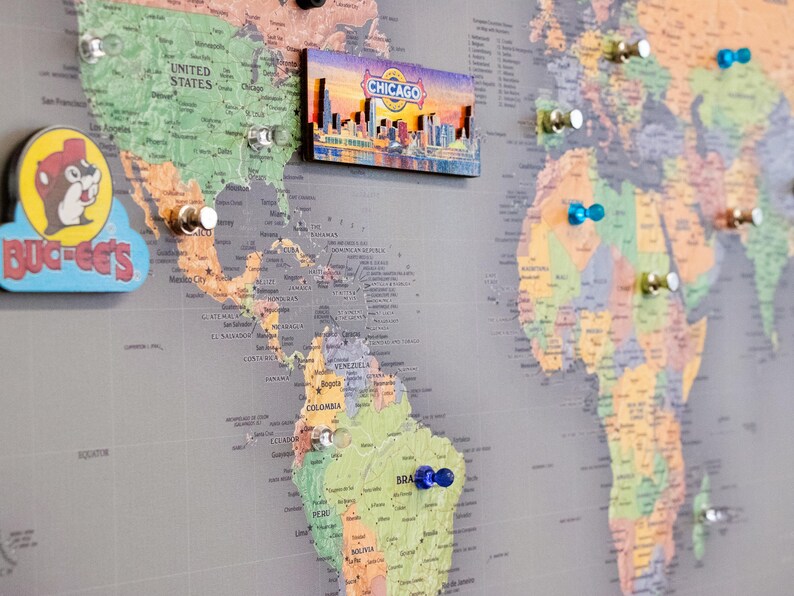 Souvenir Magnet Map - Holds Heavier Magnets - Includes Magnetic Pins to ...